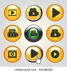 Vector Set Video Media Icons Buttons Stock Vector (Royalty Free ...