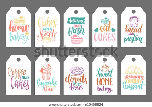 Vector Set Vintage Bakery Hand Lettering Stock Vector (Royalty Free ...