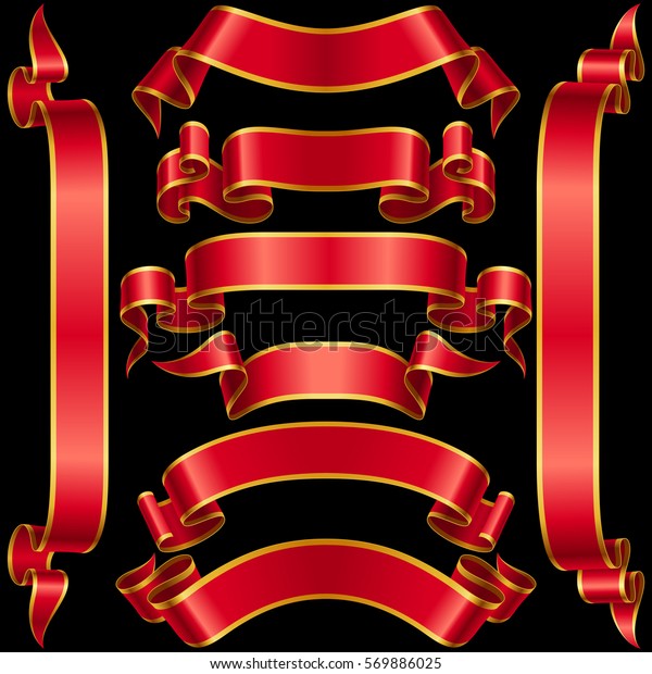 Vector Set Vintage Banner Ribbon Red Stock Vector (Royalty Free ...