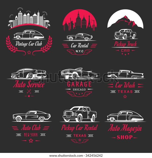 Vector Set Vintage Car Symbols Sign: vector de stock (libre de regalías ...
