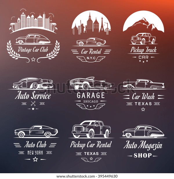 Vector Set Vintage Car Symbols Sign Stock Vector (Royalty Free) 395449630