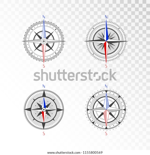 Vector Set Vintage Compasses Marine Wind Stock Vector (Royalty Free ...