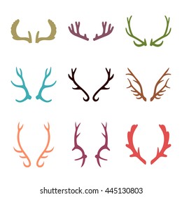 Vector Set Vintage Deer Antlers Stock Vector (Royalty Free) 445130803 | Shutterstock