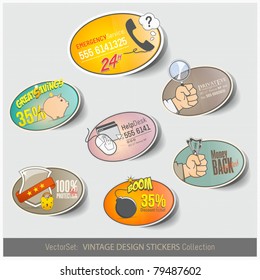 Vector Set Vintage Design Stickers Stock Vector (Royalty Free) 79487602 ...