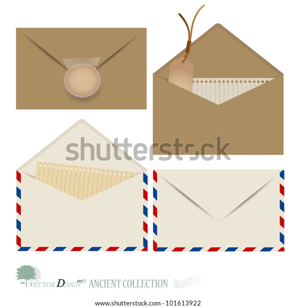 Vector Set Vintage Envelope Designs Stock Vector (Royalty Free ...