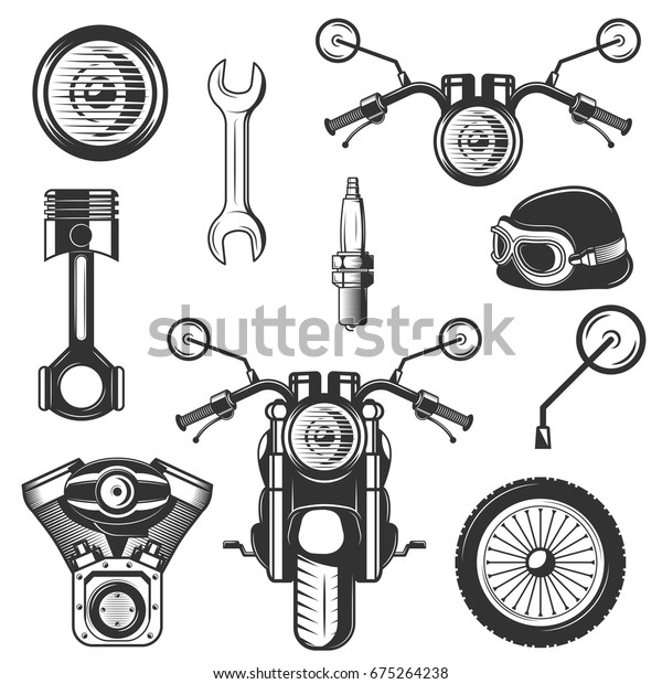 Vector Set Vintage Motorcycle Symbols Icons 库存矢量图（免版税）675264238 ...