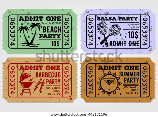 Vector Set Vintage Paper Ticket Admit Stock Vector (Royalty Free ...