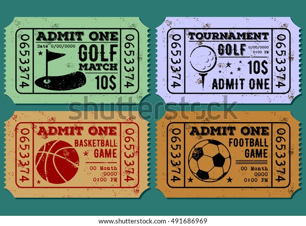 Vector Set Vintage Paper Ticket Admit Stock Vector (Royalty Free) 491686969