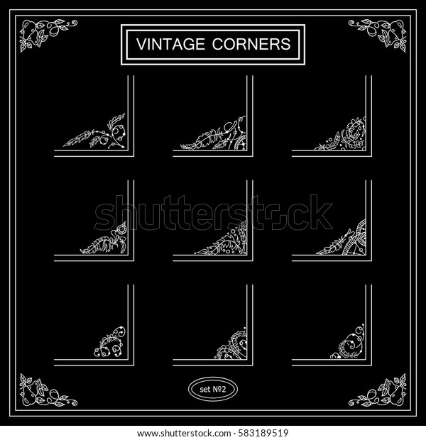 Vector Set Vintage Square Corners Frames Stock Vector (Royalty Free ...