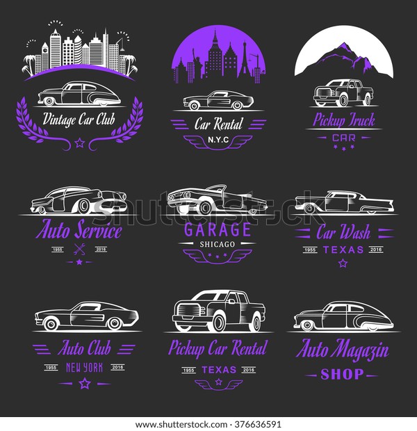 Vector Set Vintage Symbols Sign Car Stock Vector (Royalty Free ...