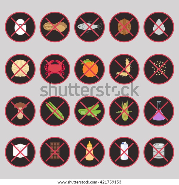 Vector Set Warning Labels Food Allergens Stock Vector (Royalty Free ...