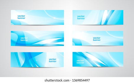 Vector Set Wavy Banners Blue Wave Stock Vector (Royalty Free ...