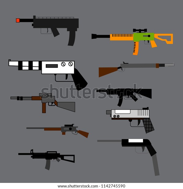 Vector Set Weapon Collection Guns Old Stock Vector (Royalty Free ...