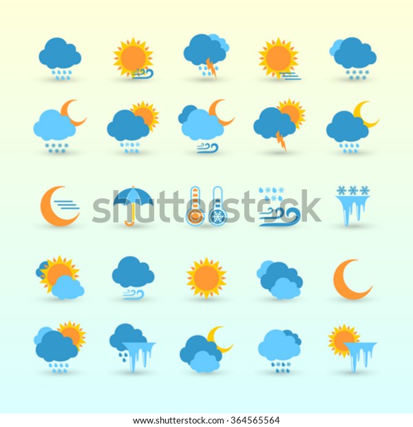 Vector Set Weather Forecast Meteorology Symbols Stock Vector (Royalty ...