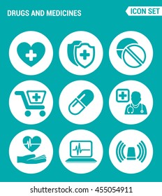 Vector Set Web Icons Drugs Medicines Stock Vector (Royalty Free) 455054911