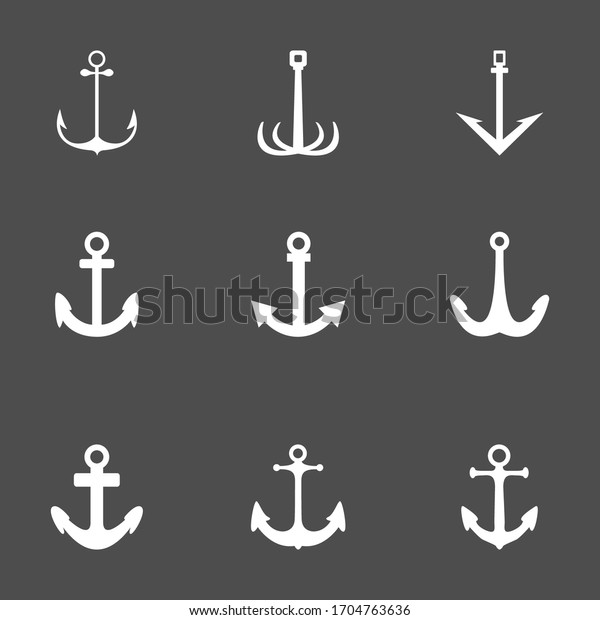 Vector Set White Anchor Icons On Stock Vector (Royalty Free) 1704763636 ...