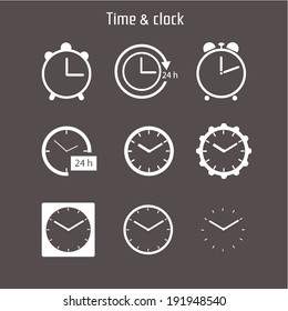 Vector Set White Clocks Icons On 스톡 벡터(로열티 프리) 191948540 | Shutterstock