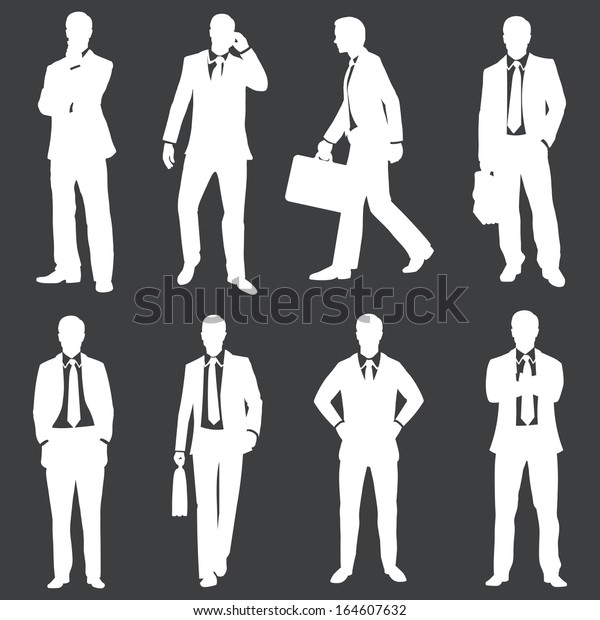 Vector Set White Silhouettes Business People Stock Vector (Royalty Free ...