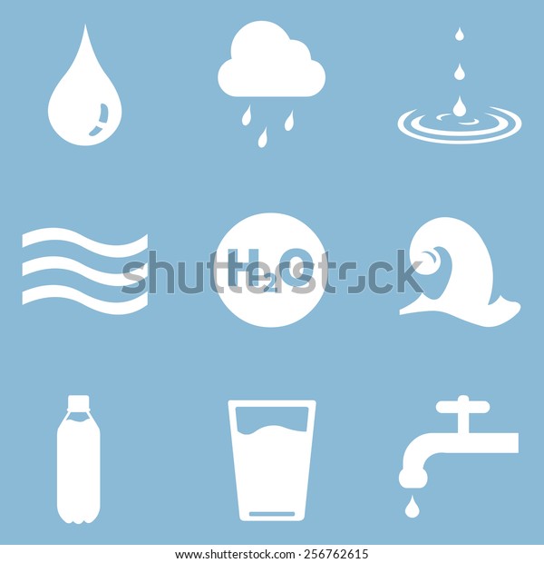 Vector Set White Water Icons On Stock Vector (Royalty Free) 256762615 ...