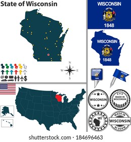Vector Set Wisconsin State Flag Icons Stock Vector (Royalty Free ...