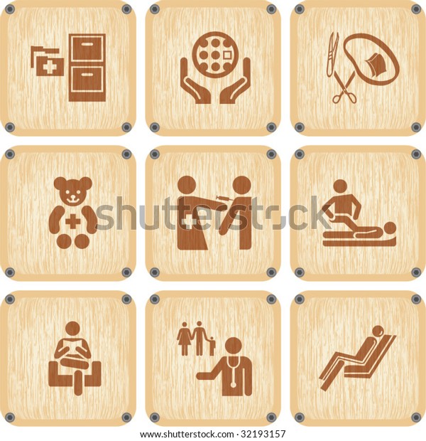 Vector Set Wooden Icons Stock Vector (Royalty Free) 32193157 | Shutterstock