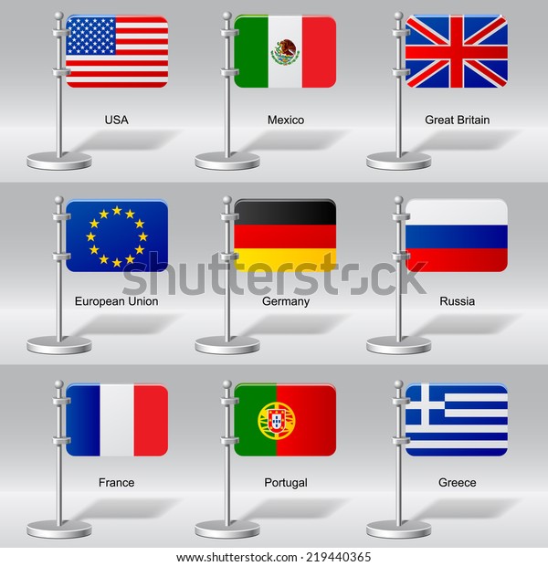 Vector Set World Table Flags Version Stock Vector (Royalty Free ...