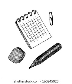 Vector Set Writing Materials Sketch Style Stock Vector (Royalty Free ...