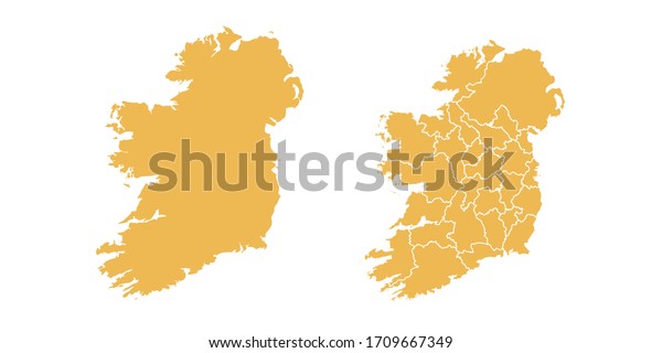Vector Set Yellow Map Ireland Stock Vector (Royalty Free) 1709667349