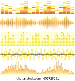 Vector Set Yellow Sound Waves Audio Stock Vector (Royalty Free) 605729351