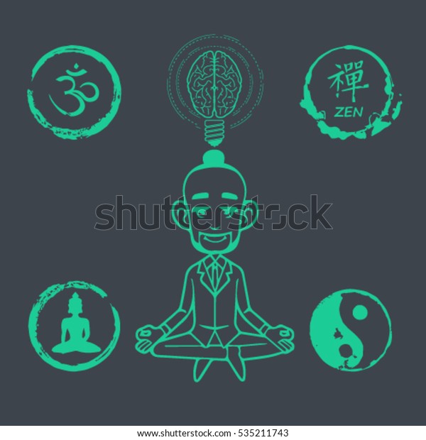 Vector Set Yoga Buddhism Label Icons: vector de stock (libre de ...