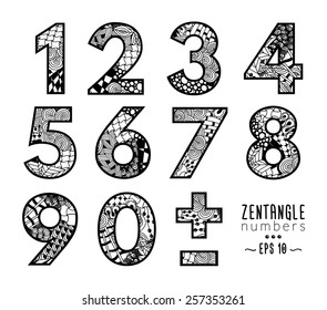 Vector Set Zentangle Numbers Symbols 1 Stock Vector (Royalty Free ...