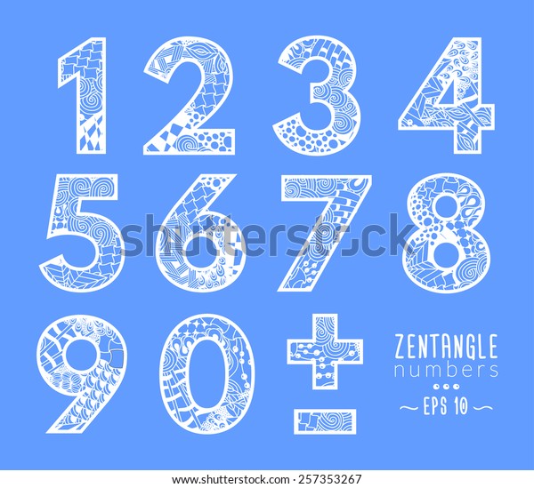 Vector Set Zentangle Numbers Symbols 1 Stock Vector (Royalty Free ...