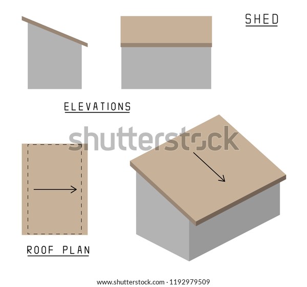 Vector Shed Roof Elevations Roof Plans Stock Vector (Royalty Free ...