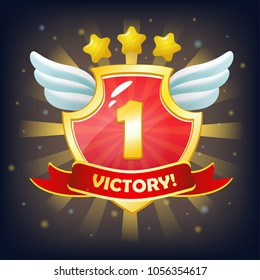 Vector Shield Victory Banner Stars Wings Stock Vector (Royalty Free ...