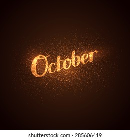 Vector Shiny Illustration October Label Glowing Stock Vector (Royalty ...