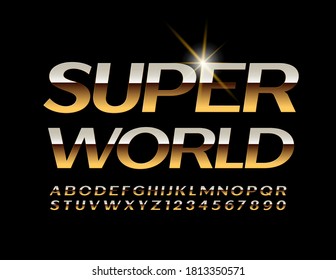 Vector Shiny Sign Super World Metallic Stock Vector (Royalty Free ...