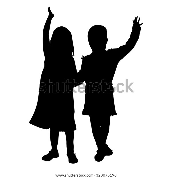 Vector Siblings Silhouette On White Background Stock Vector (Royalty ...
