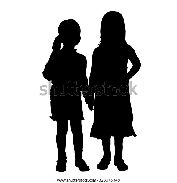 Vector Siblings Silhouette On White Background Stock Vector (Royalty ...
