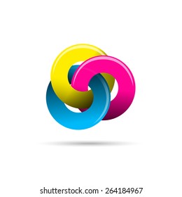 Vector Sign Crossed Circles Cmyk Colors Stock Vector (Royalty Free ...