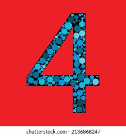 Vector Sign Number 4 Red Background Stock Vector (Royalty Free ...