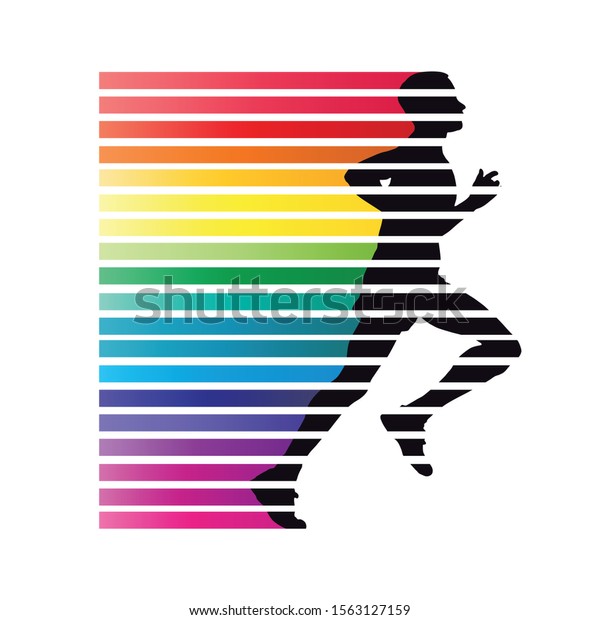 Vector Sign Rainbow Fast Man Runs Stock Vector (Royalty Free ...