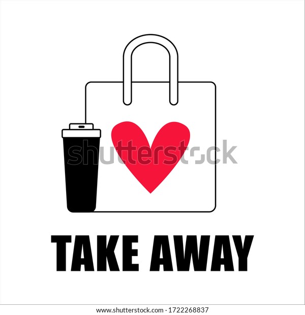 Vector Sign Take Away Illustration Bag Stock Vector (Royalty Free ...