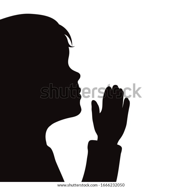 Vector Silhouette Anonymous Child Who Pray Stock Vector (Royalty Free ...