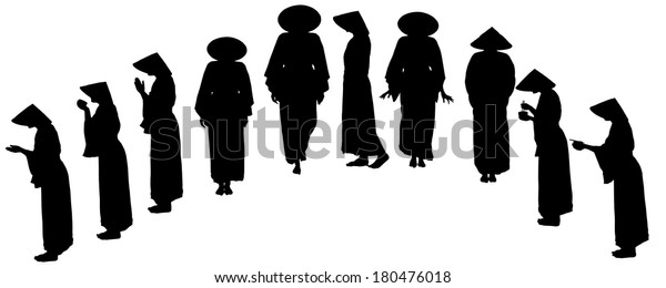 Vector Silhouette Chinese On White Background Stock Vector (Royalty ...