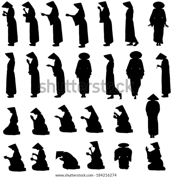 Vector Silhouette Chinese On White Background Stock Vector (Royalty ...