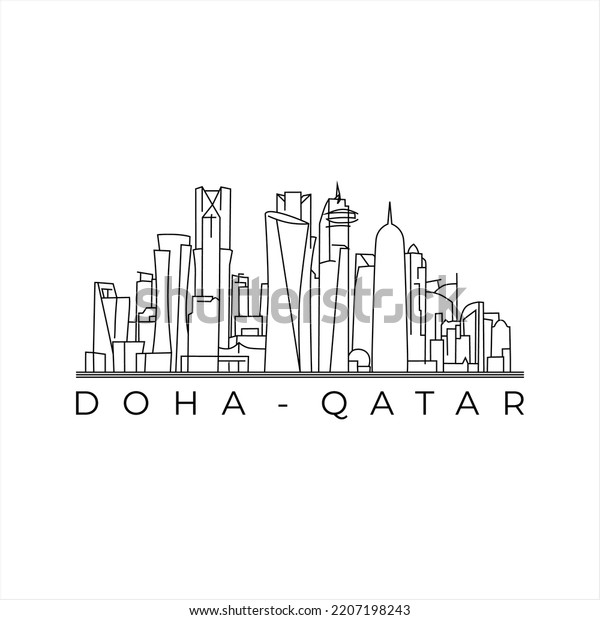 Vector Silhouette Doha City Line Style Stock Vector (Royalty Free ...