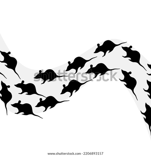 Vector Silhouette Group Mice Walking Together Stock Vector (Royalty ...