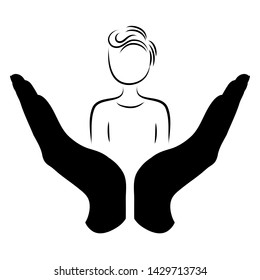 Vector Silhouette Hand Defensive Gesture Protecting Stock Vector ...