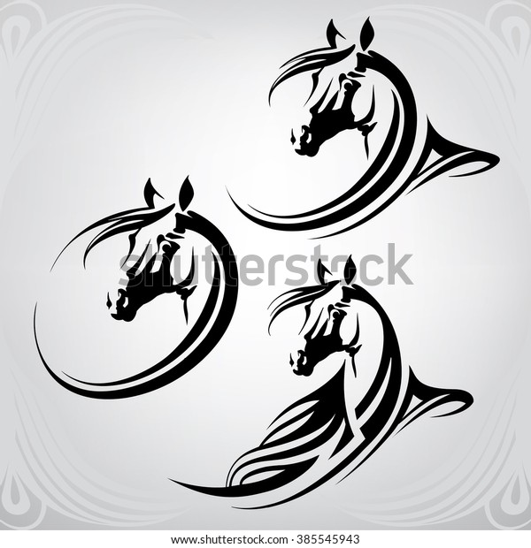 Vector Silhouette Horses Head Stock Vector (Royalty Free) 385545943 Vector Silhouette Horses Head Stock Vector (Royalty Free) 385545943