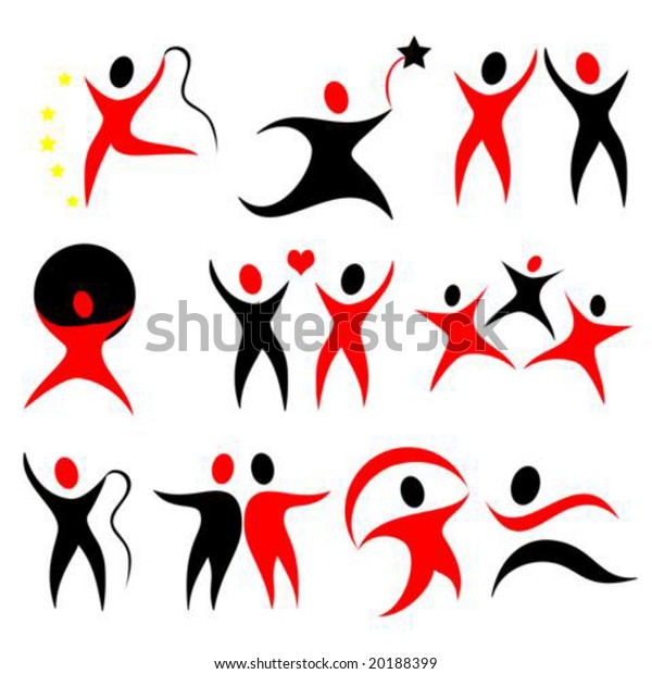 Vector Silhouette Illustration Black Red People Stock Vector (Royalty ...